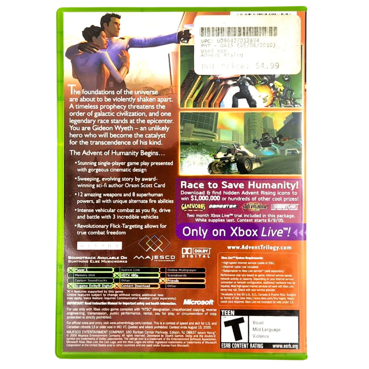 Advent Rising Original (OG) Xbox game for sale at Retro Game Fan| Retro ...