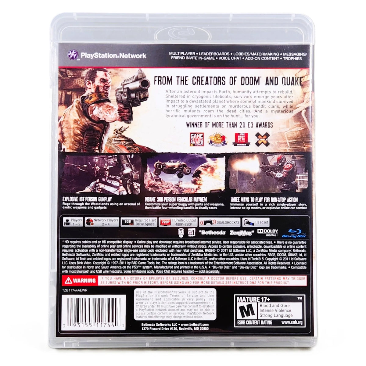 Rage by Bethesda Softworks | Used 2011 Black Label PS3 Game| Retro Game ...